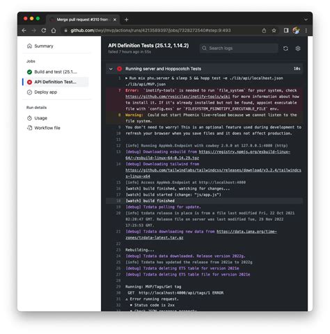 Chore Api Tests Failing On `main` Branch · Issue 297 · Dwylmvp · Github