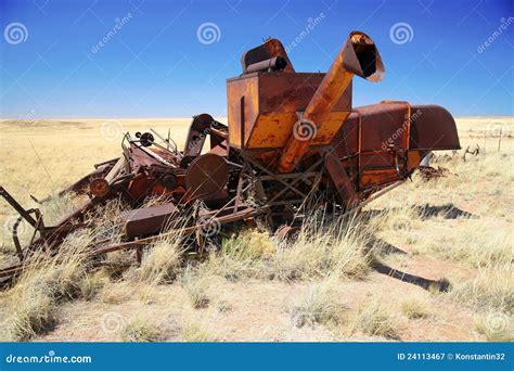 Old Abandoned Combine Harvester Rusty Spoiled Combine Harvester