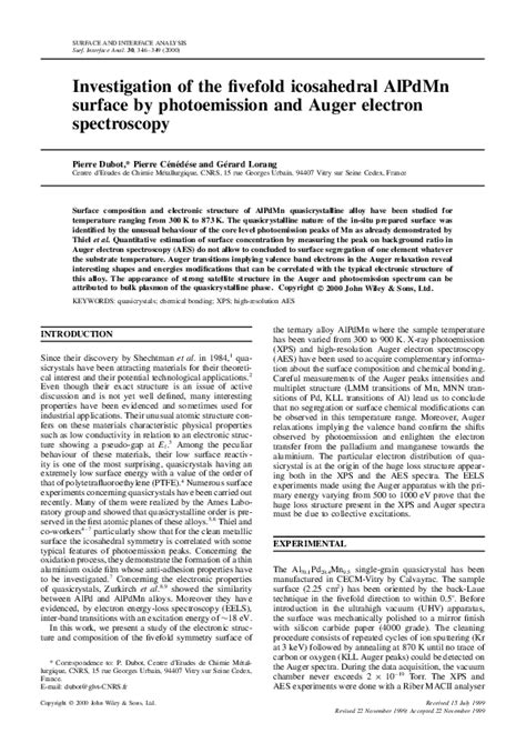 Pdf Investigation Of The Fivefold Icosahedral Alpdmn Surface By