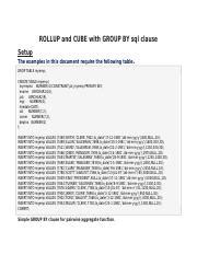 Oracle ROLLUP CUBE Examples Docx ROLLUP And CUBE With GROUP BY Sql Clause Setup The Examples