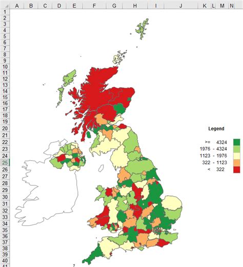 3 Ways To Count Filled Map Ranges In Excel Map United Kingdom Maps For Excel Simple Excel