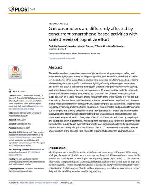 Pdf Gait Parameters Are Differently Affected By Concurrent Smartphone Based Activities With