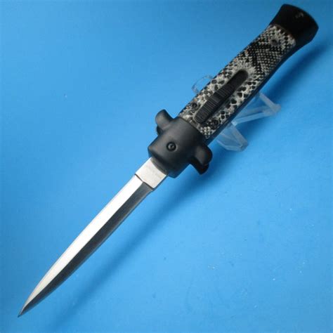 9 Otf Stiletto Switchblade With Snake Handle