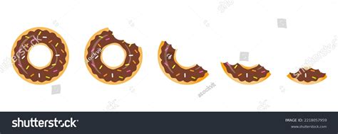 Whole Mouth Bite Donuts Set Sweet Stock Vector Royalty Free
