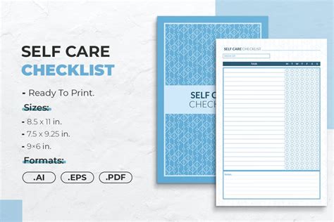 Self Care Checklist Printable Template