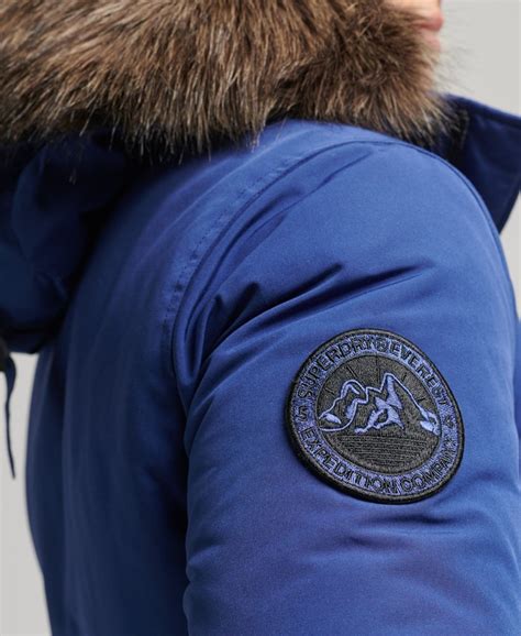 Mens Hooded Everest Faux Fur Parka In Navy Superdry Ie