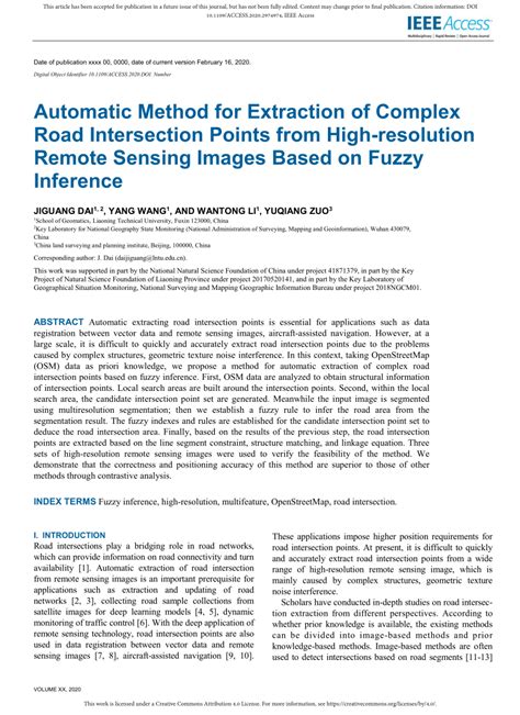 Pdf Automatic Method For Extraction Of Complex Road Intersection Points From High Resolution