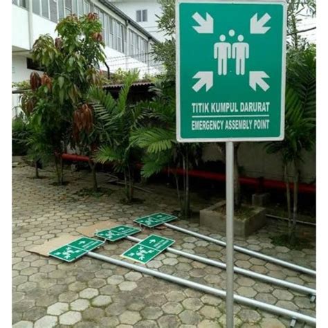 Jual Rambu Titik Kumpul Assembly Point Tiang 3 Mtr Horizontal