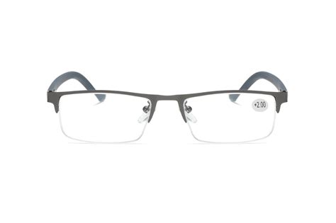 B And Q 1 Pk Mens Blue Light Blocking Reading Glasses Rectangular Metal Half Frame Spring