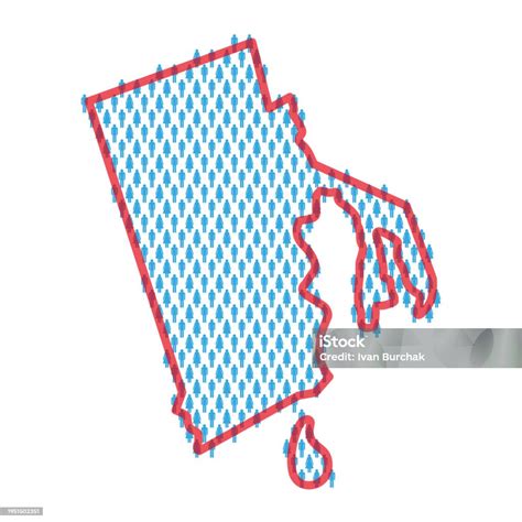 로드 아일랜드 인구 지도 막대기 그림 사람지도입니다 남자와 여자의 패턴입니다 평면 벡터 그림 로드 아일랜드에 대한 스톡 벡터