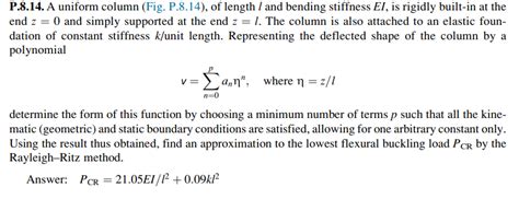 Solved P814 A Uniform Column Fig P814 Of Length L