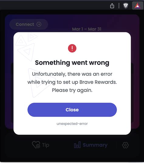 Unable To Setup Brave Rewards W Unexpected Error Brave Rewards