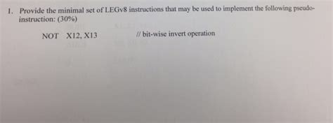 Solved Provide The Minimal Set Of Legv8 Instructions That