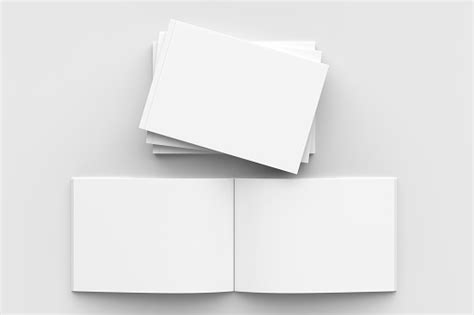 가로프리 하드 커버 책자 예약 또는 부드러운 회색 배경에 절연을 모의 카탈로그 3d 설명입니다 공란에 대한 스톡 사진 및 기타 이미지 Istock