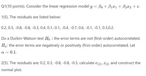 Q110 Points Consider The Linear Regression Model