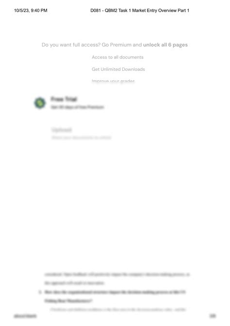 SOLUTION D Qbm Task Market Entry Overview Part Studypool