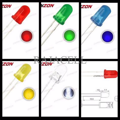 Jual LED 5mm Diffused Red Green Blue Yellow White Lampu Led Diode Shopee Indonesia