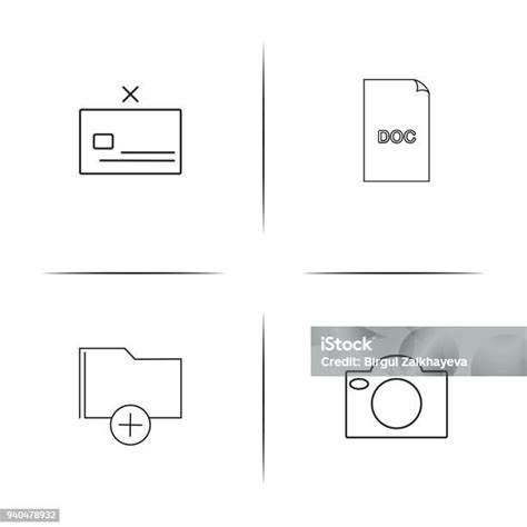파일 및 폴더 기호 간단한 선형 아이콘을 설정 합니다 개요 벡터 아이콘 0명에 대한 스톡 벡터 아트 및 기타 이미지 0명
