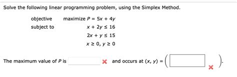 Solved Solve The Following Linear Programming Problem Using