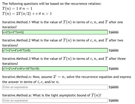 solved t n 1 if n 1t n 2t n 2 c if n 1 iterative method