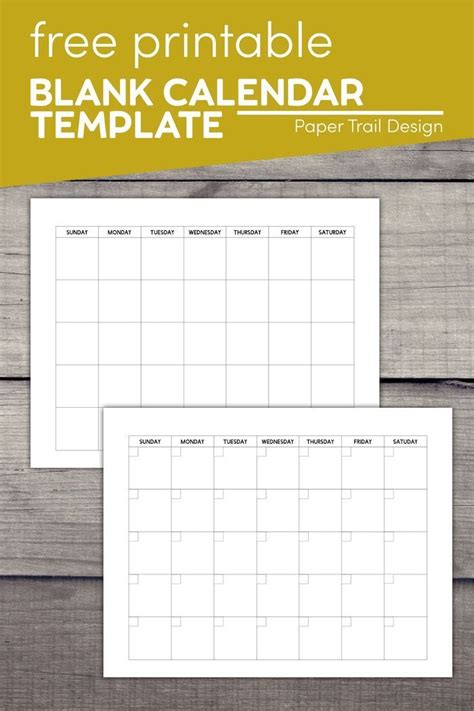 Free Printable Blank Calendar Template Paper Trail Design Blank