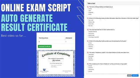 Creating Online Exam Script Using Php Generate Certificate After Exam Youtube