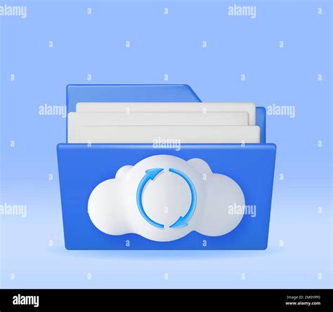 3d Blue Folder In Clouds With File Sync Icon Stock Vector Image And Art Alamy