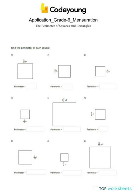 The Perimeter Of Squares And Rectangles Application Interactive