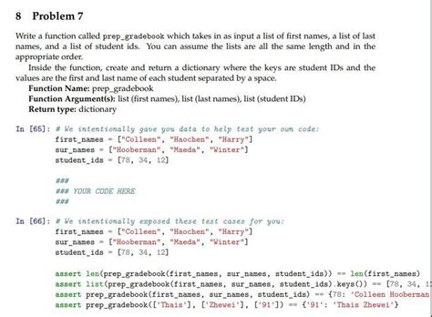 Solved Problem Write A Function Called Prep Gradebook Chegg Com