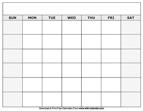Simple Printable Calendar