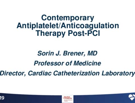 Contemporary Antiplatelet Anticoagulation Therapy Post Pci