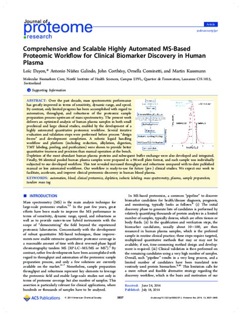 Pdf Comprehensive And Scalable Highly Automated Ms Based Proteomic