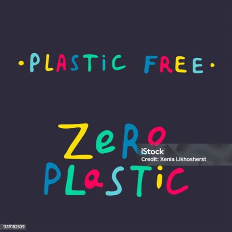 플라스틱 무료 및 제로 플라스틱 필기 텍스트 제목 폐기물 관리 개념 검은 배경에 컬러 문자에 고립 된 그림 0에 대한 스톡 벡터 아트 및 기타 이미지 Istock
