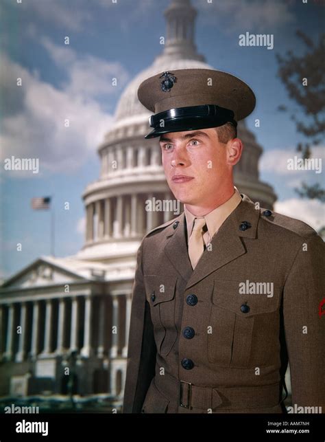 1960s 1970s Young Man Us Marine Uniform Portrait Before Capitol