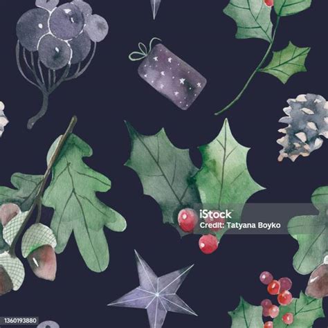 스칸디나비아 스타일의 노움과 크리스마스 트리 귀여운 수채화 요소와 크리스마스 원활한 패턴 편집 가능한 일러스트 겨울 12월에 대한 스톡 벡터 아트 및 기타 이미지 Istock