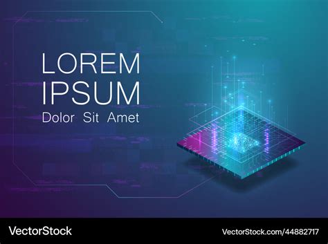 Computer Microchip With Light Effects Background Vector Image
