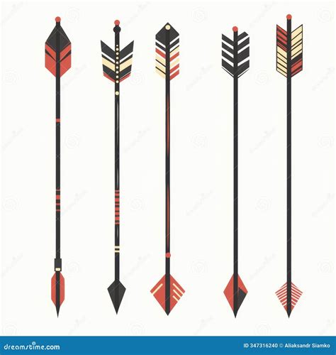Stylized Arrows With Unique Designs And Vibrant Colors Displayed Vertically Stock Illustration