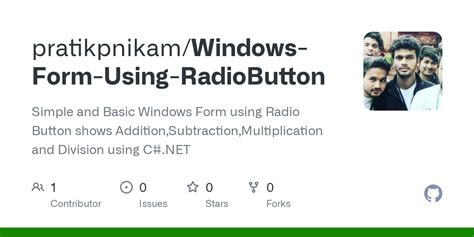 Github Pratikpnikamwindows Form Using Radiobutton Simple And Basic