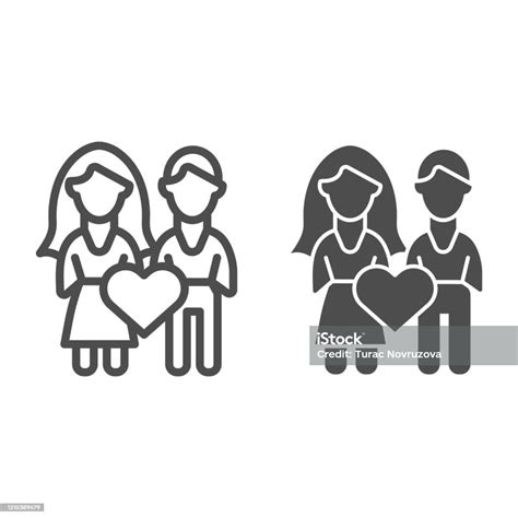 러브 라인 아이콘에 커플 연인 커플 하트 모양 기호와 젊은 이들을 데이트 흰색 배경에 윤곽 스타일 그림 모바일 개념 또는 웹 디자인에 대한 관계 기호입니다 벡터 그래픽 2