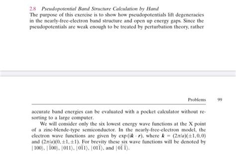 28 Pseudopotential Band Structure Calculation By