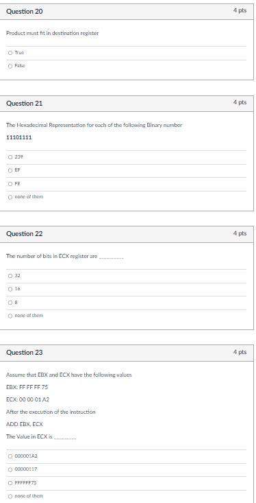 Solved Question 20 4 Pts Product Must Fit In Destination
