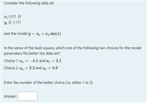 Solved Consider The Following Data Set Xil Yi Chegg