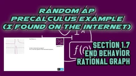 Ap Precalculus Section 1 7 Example End Behavior In Limit Notation Of A Rational Functions