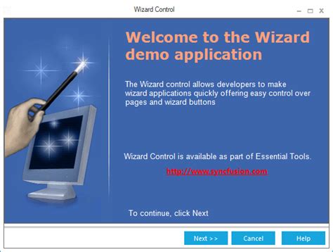 about windows forms wizard control syncfusion