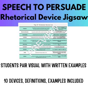 Rhetorical Device Practice Jigsaw Public Speaking Persuasive Speaking Writing