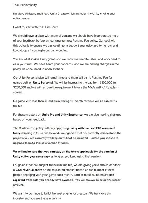 Unitys Pricing Scheme Changes