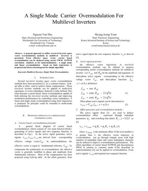 A Single Mode Carrier Overmodulation For Multilevel Inverters