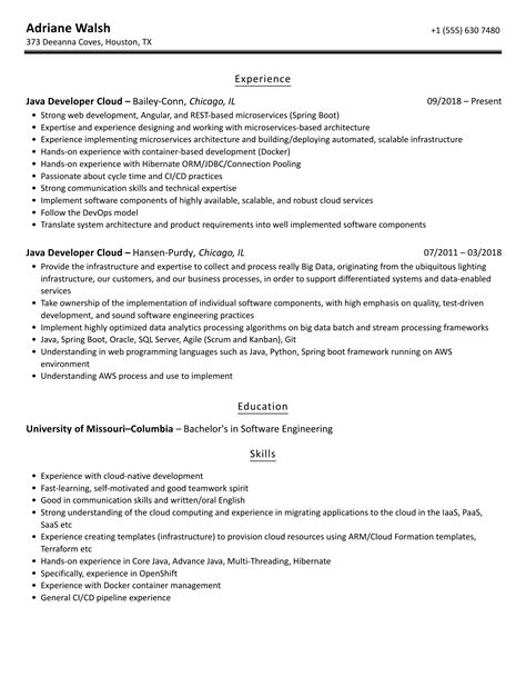 Java Developer Cloud Resume Samples Velvet Jobs