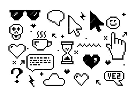 Premium Vector Retro Pixel Smile And Icons Videogames Of 90s 8bit