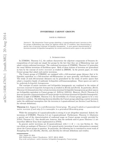 Pdf Invertible Carnot Groups